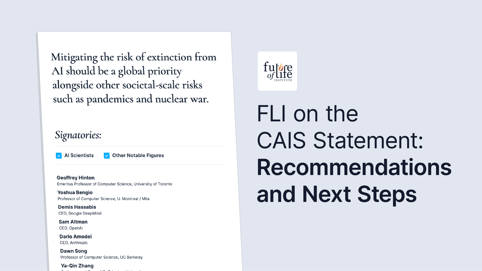 FLI on "A Statement on AI Risk" and Next Steps - Future of Life Institute