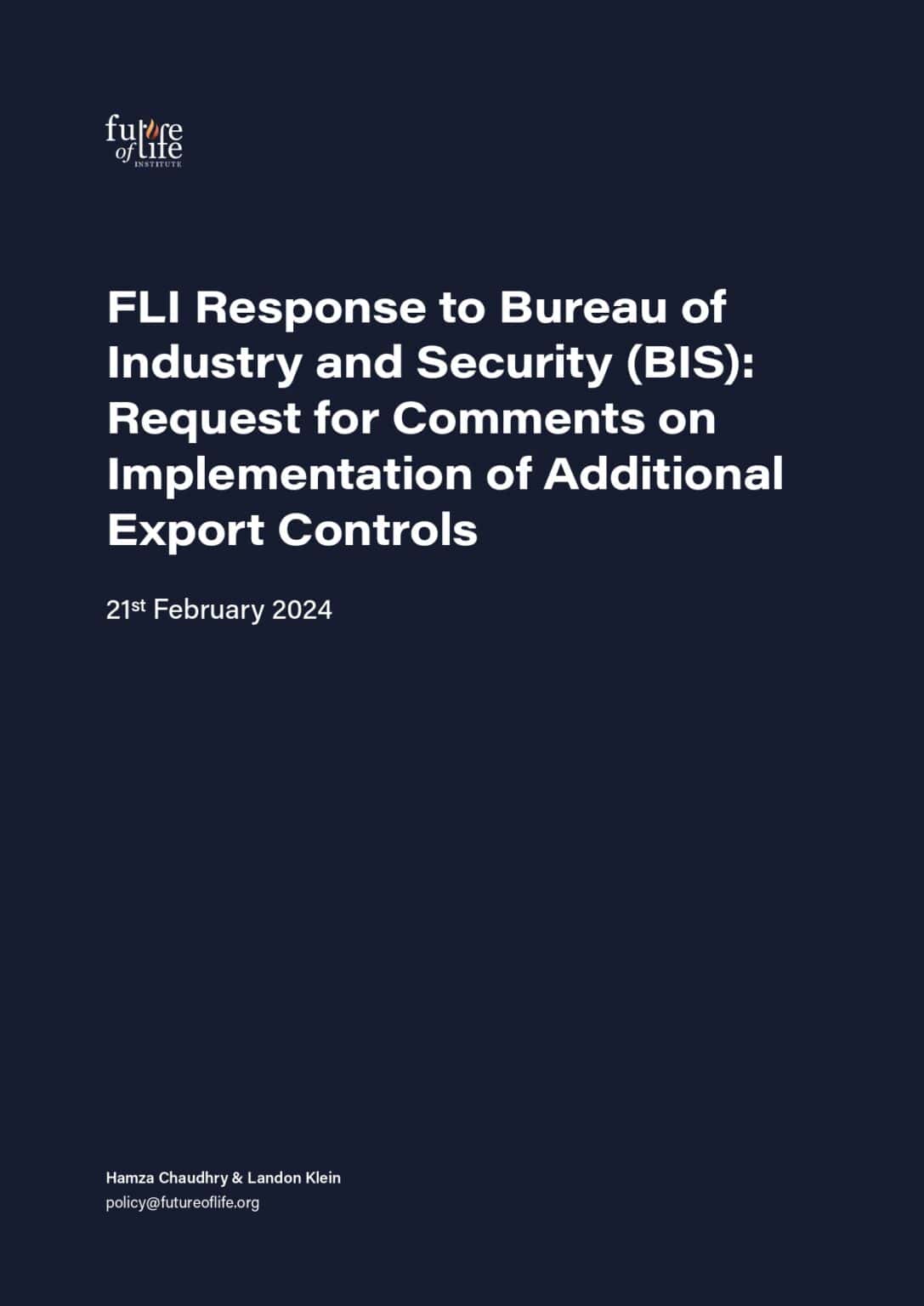 FLI Response to Bureau of Industry and Security (BIS): Request for Comments on Implementation of ...